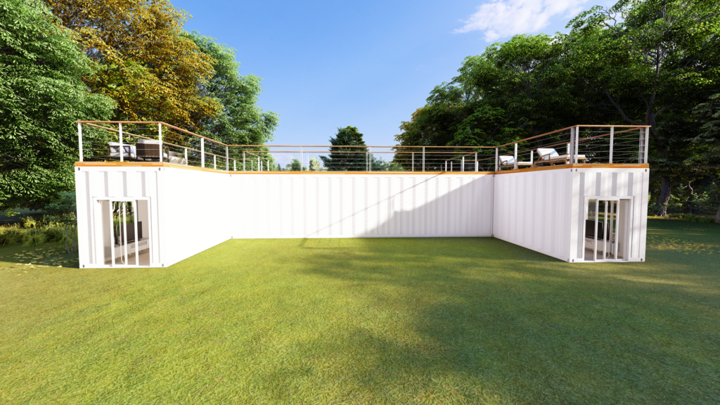 Explore Our 960 Sqft H-Shaped Shipping Container Home