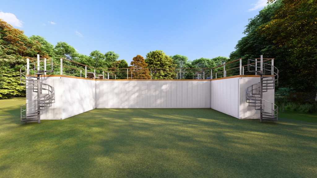 Explore Our 960 Sqft H-Shaped Shipping Container Home