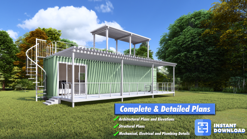 40ft Shipping Container Home with Rooftop & Front Porch Decks